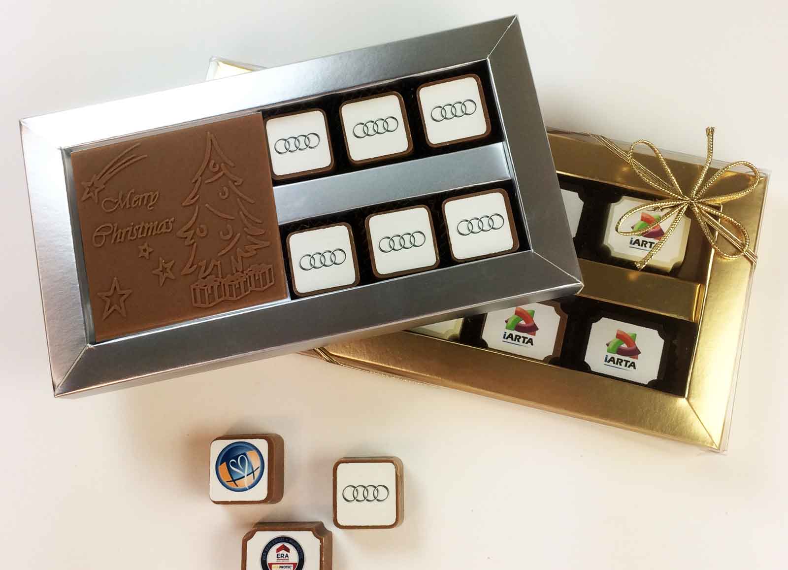 Bedruckte Pralinen-Box | Schokologo