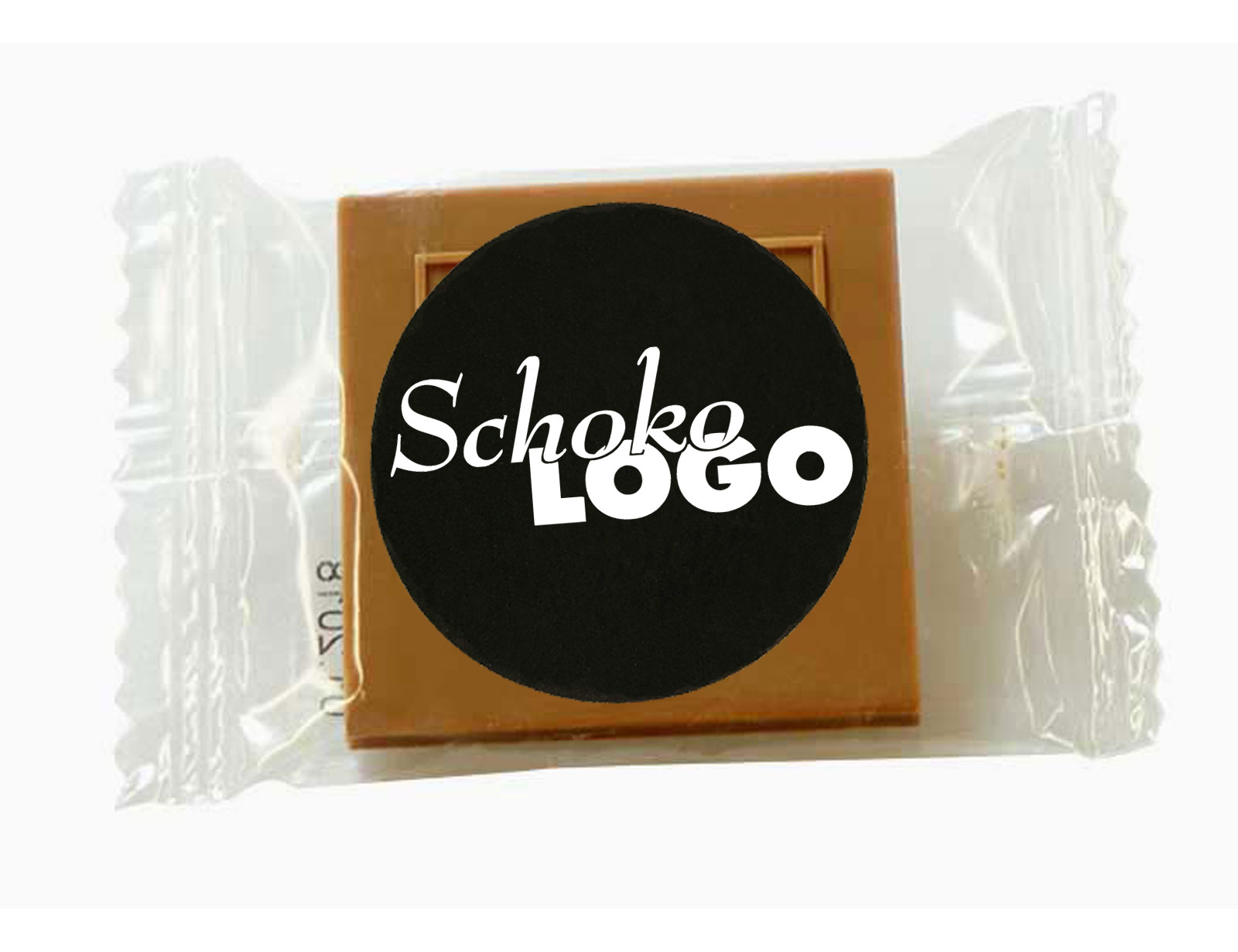 Schoko mit Werbe-Etikett | Schokologo